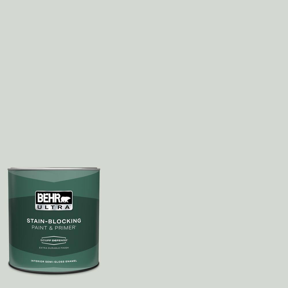 BEHR ULTRA 1 qt. #N410-2 Brook Green Extra Durable Semi-Gloss Enamel ...