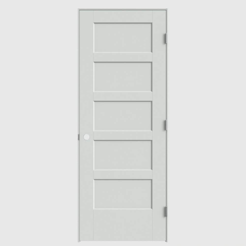 Masonite 30 in. x 80 in. 5-Panel Bayshore Left-Hand Hollow Primed ...