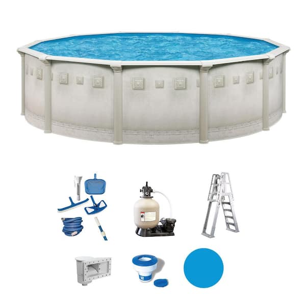 AQUARIAN Independence 12 ft. x 24 ft. Oval 52 in. Deep Hard Sided Above ...