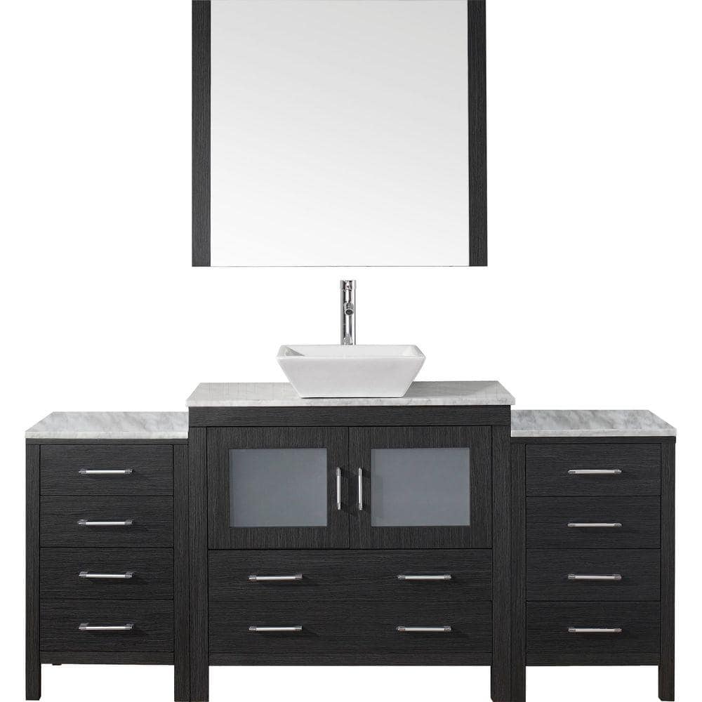 Virtu USA Dior 69 in. W Bath Vanity in Zebra Gray with Marble Vanity ...