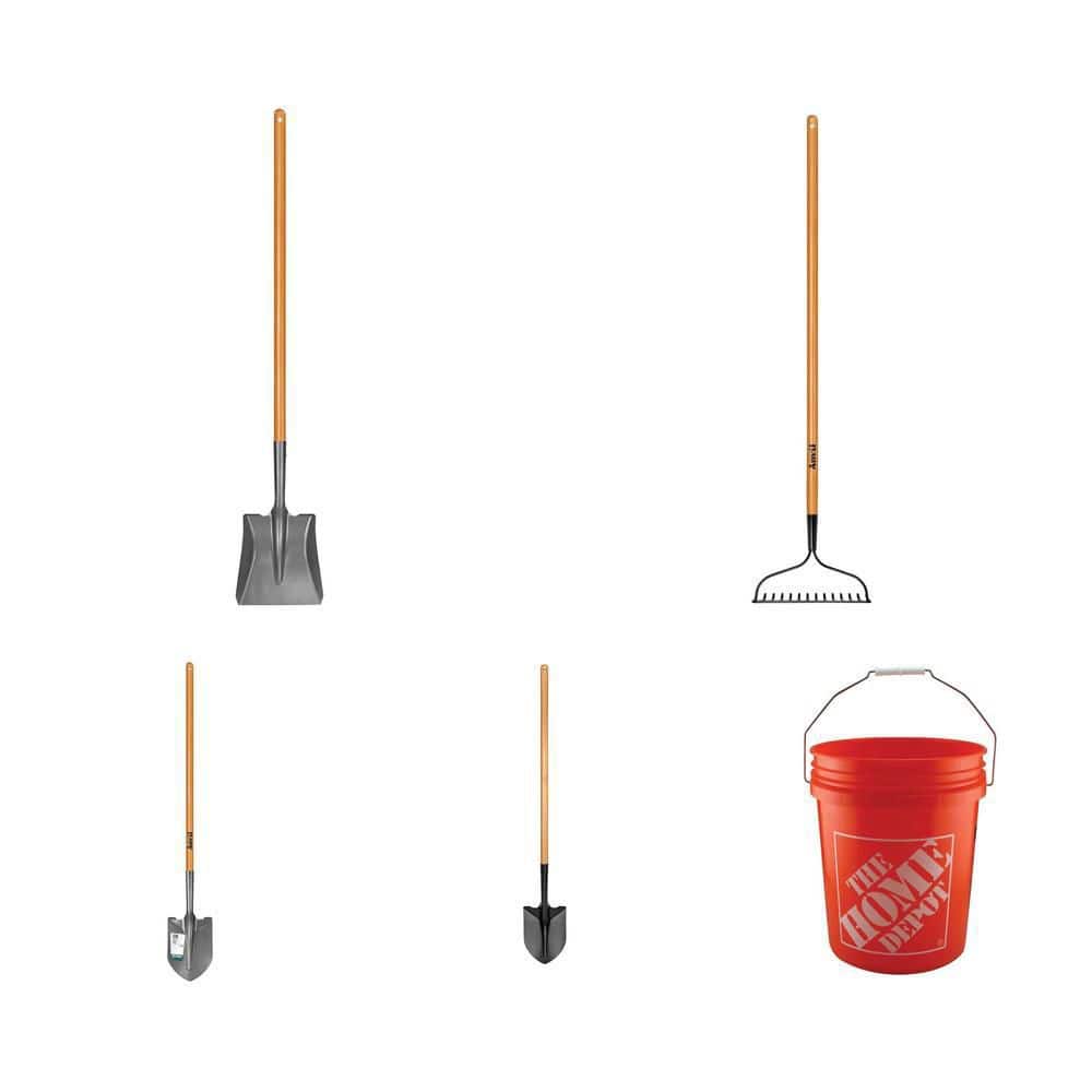 47 in. Wood Handle Carbon Steel Transfer and Digging Shovels, 14-Tine ...