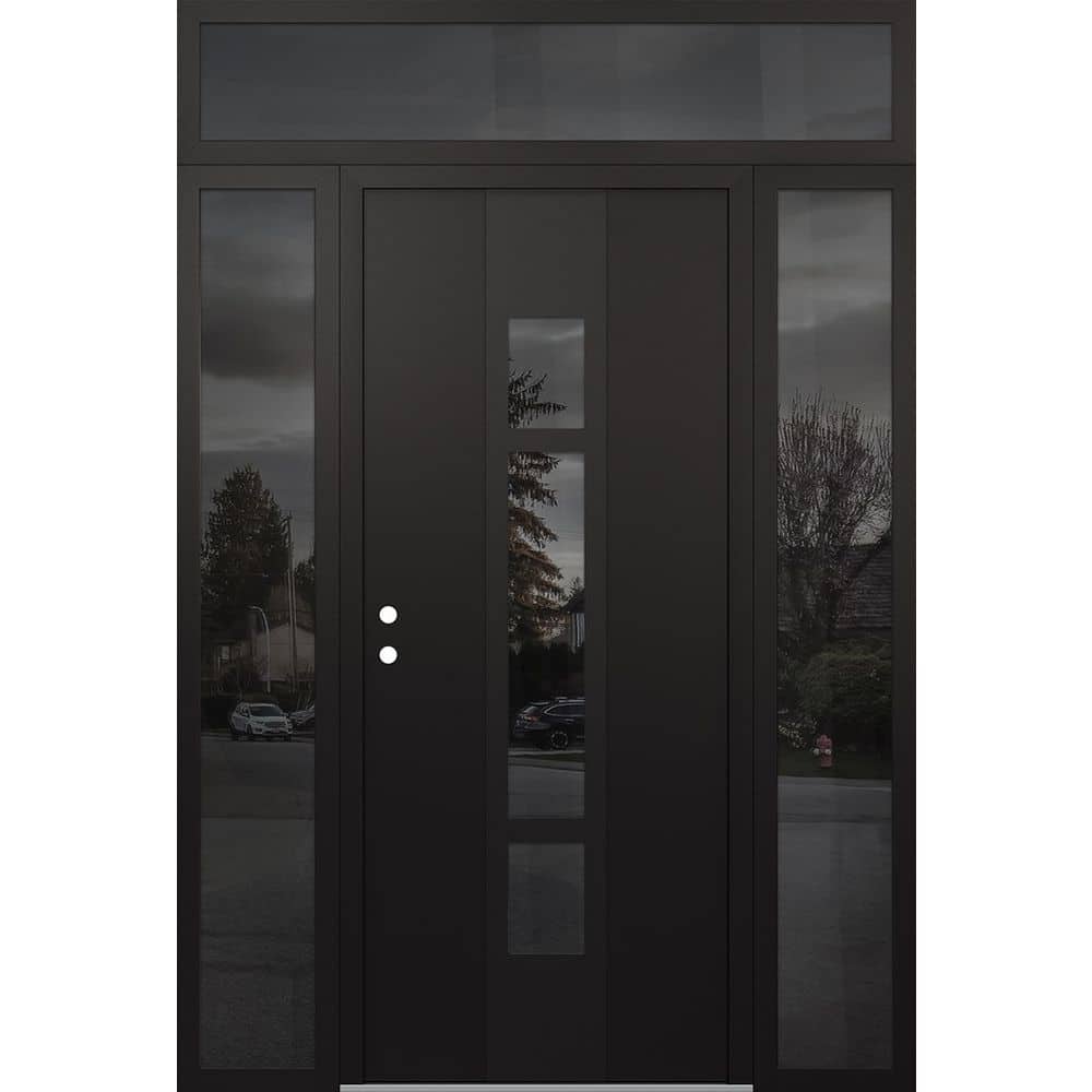 Tessari Doors A9 60 in. x 96 in. Black P Right-Hand/Inswing Mirrored ...