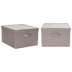 Household Essentials 5 Gal. Large Storage Box, Cream Linen, 2-Piece 7423-1