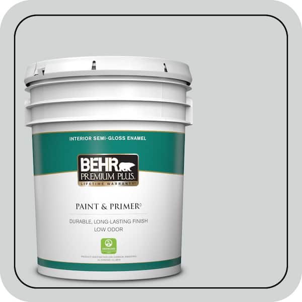 BEHR PREMIUM PLUS 5 gal. #N450-1 Evaporation Semi-Gloss Enamel Low Odor ...