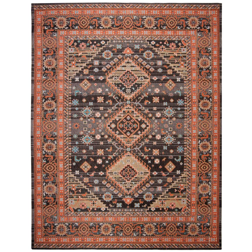 SAFAVIEH Classic Vintage Black/Rust 8 ft. x 10 ft. Border Floral Area ...