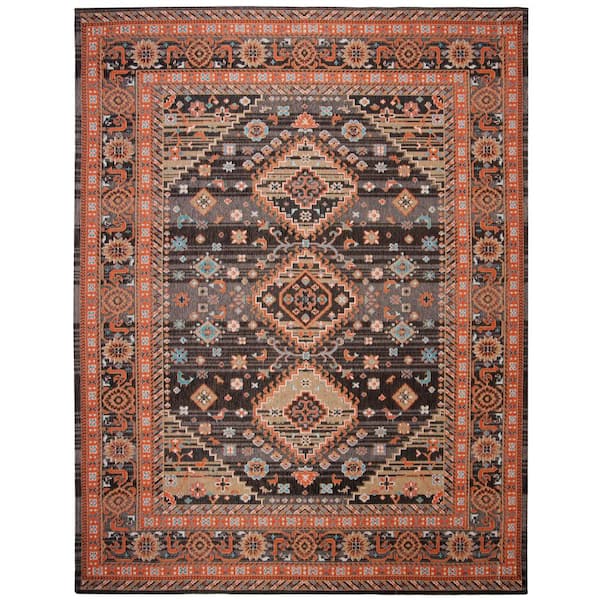 SAFAVIEH Classic Vintage Black/Rust 8 ft. x 10 ft. Border Floral Area ...