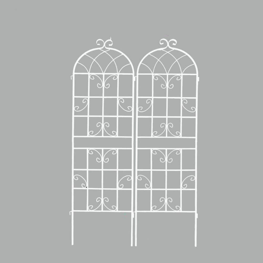 71 in. Metal Garden Trellis 2 Pack Rustproof White Trellis for Climbing ...