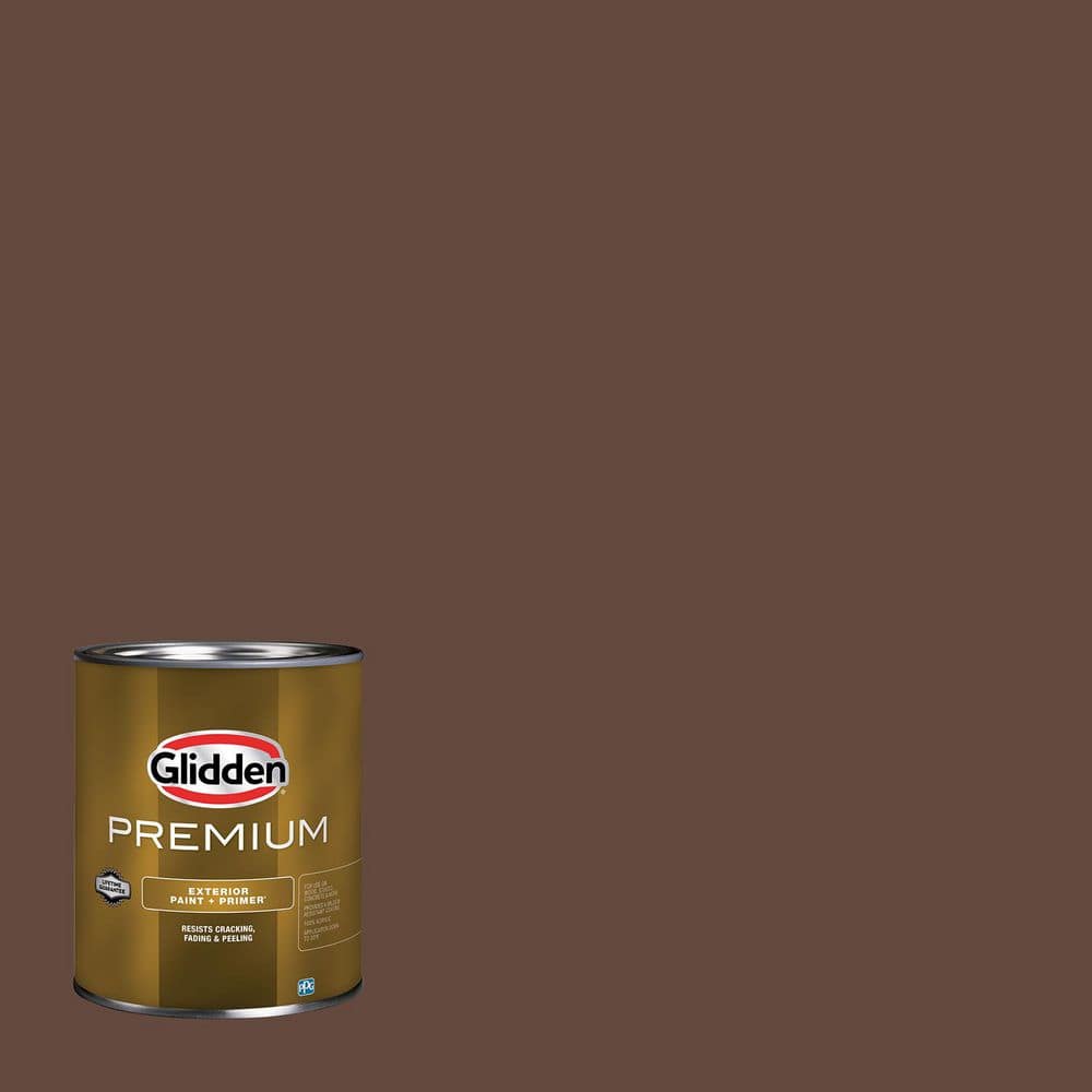 Glidden Premium 1 qt. PPG1073-7 Fudge Satin Exterior Latex Paint ...