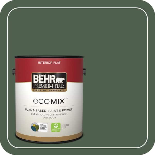 BEHR PREMIUM PLUS 1 gal. #450F-7 Hampton Green Flat EcoMix Plant-Based ...