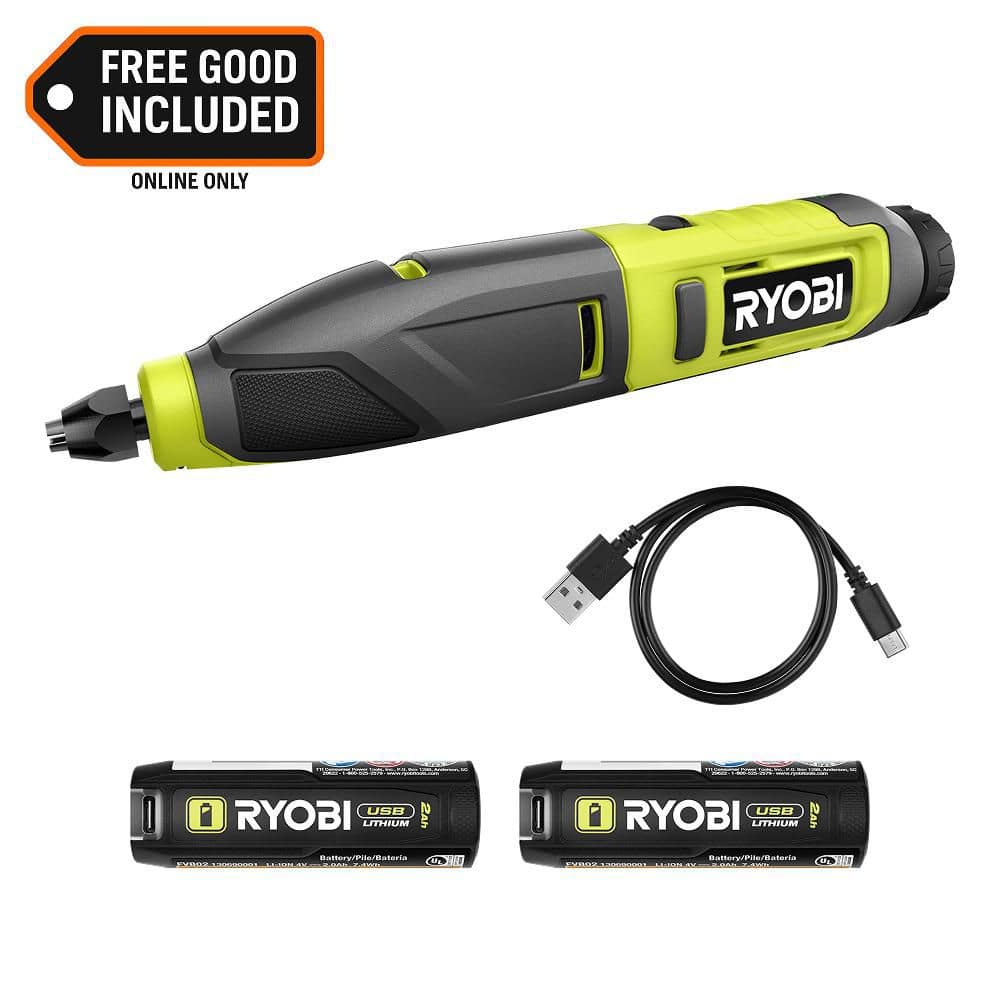 RYOBI USB Lithium Power Carver Kit with USB Lithium 2.0 Ah Lithium ...