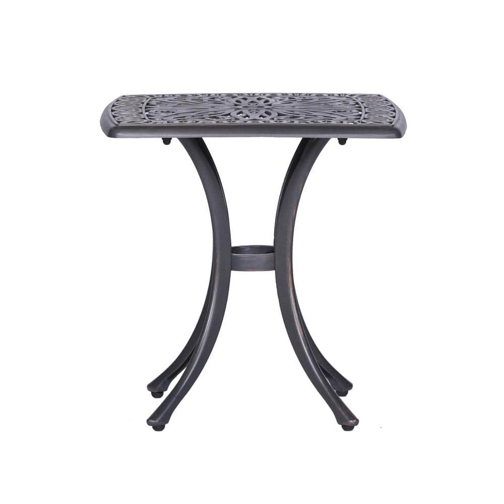 Misopily Modern Square Cast Aluminum Outdoor Side Table with Lattice ...