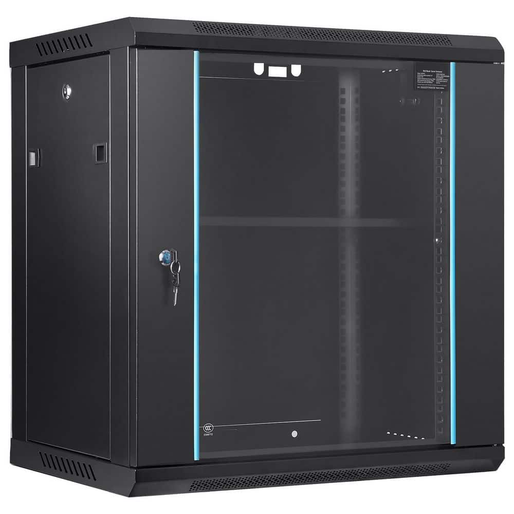 SKYSHALO 12U Wall-Mounted Steel Server Network Cabinet 25.2 x 15.5 x 17 ...