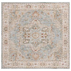 SAFAVIEH Hamilton Blue/Ivory 7 ft. x 7 ft. Floral Border Square Area ...