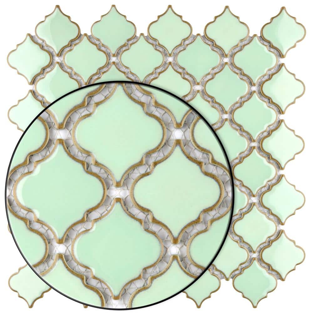 Merola Tile Hudson Tangier Light Green 6 in. x 6 in. Porcelain Mosaic ...