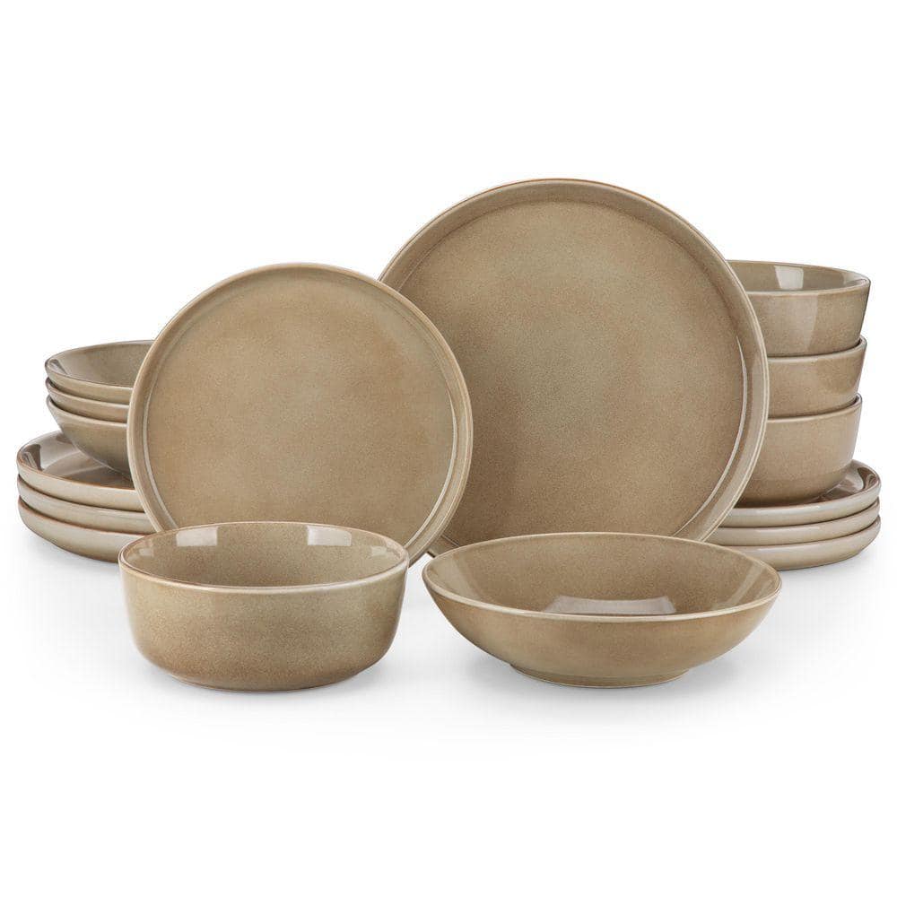 vancasso 16-Piece Brown Stoneware Dinnerware Set Service for 4 ...