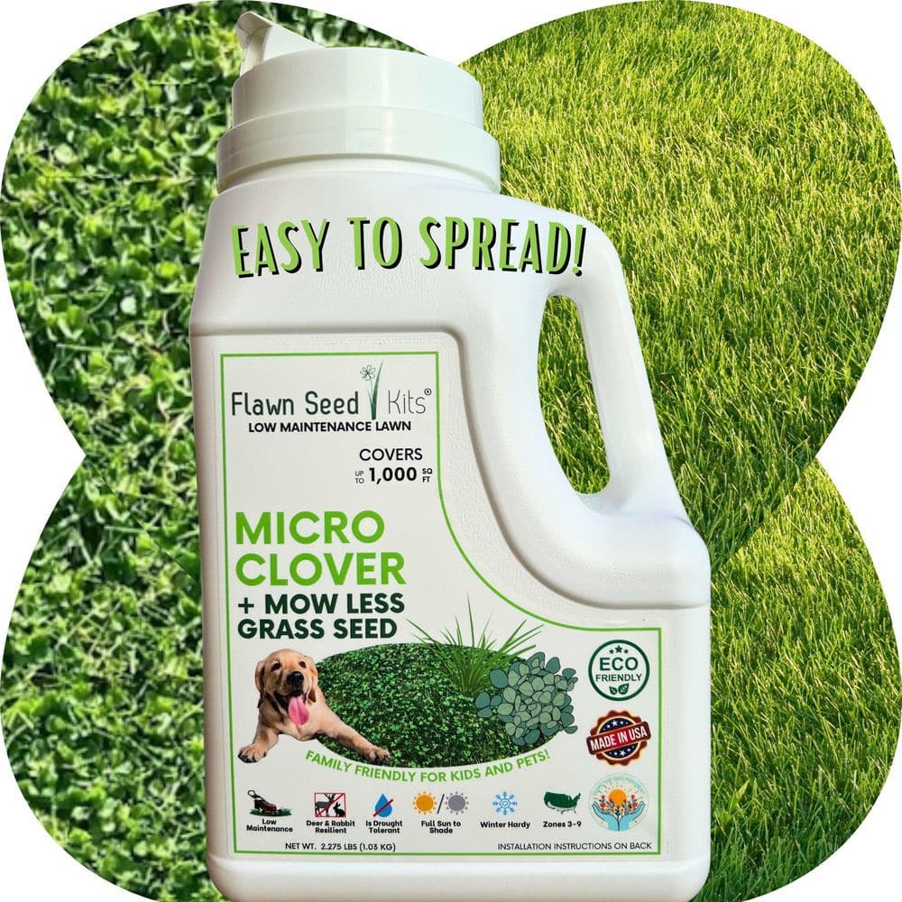 Flawn Seed Kits Micro Clover & Mow Less Grass Seed Shaker Jug, Clover ...