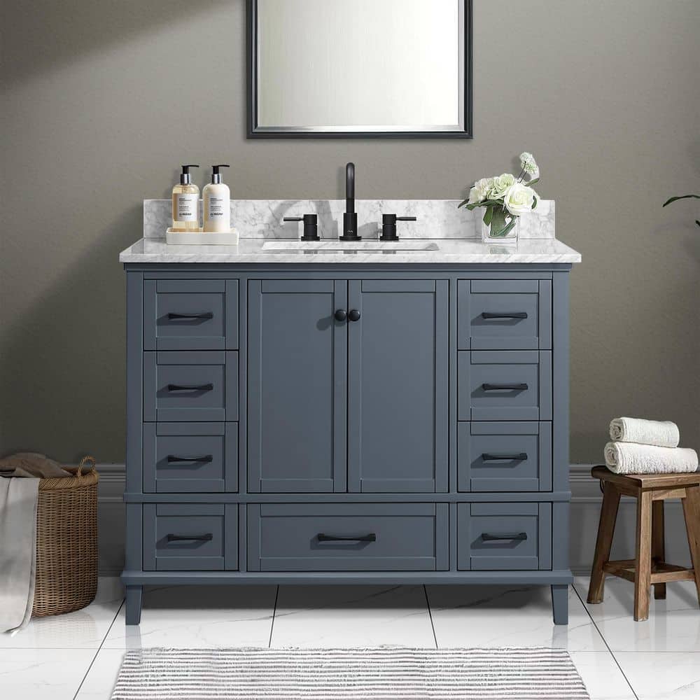 Home Decorators Collection Merryfield 43 in. Single Sink Dark Blue-Grey ...