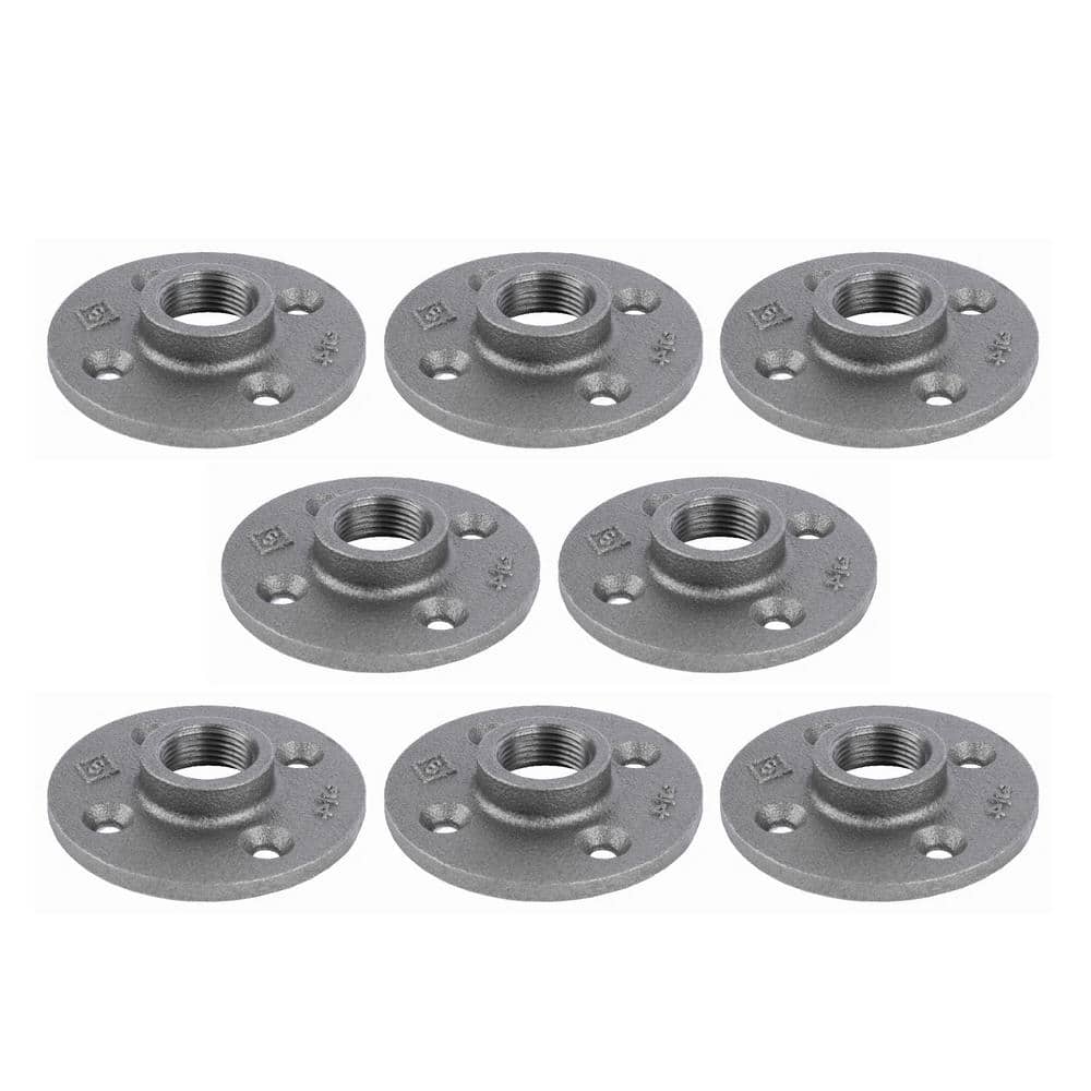 PIPE DECOR 3/4 in. Black Iron Floor Flange (8 Pack) PDB F-34-8 - The ...