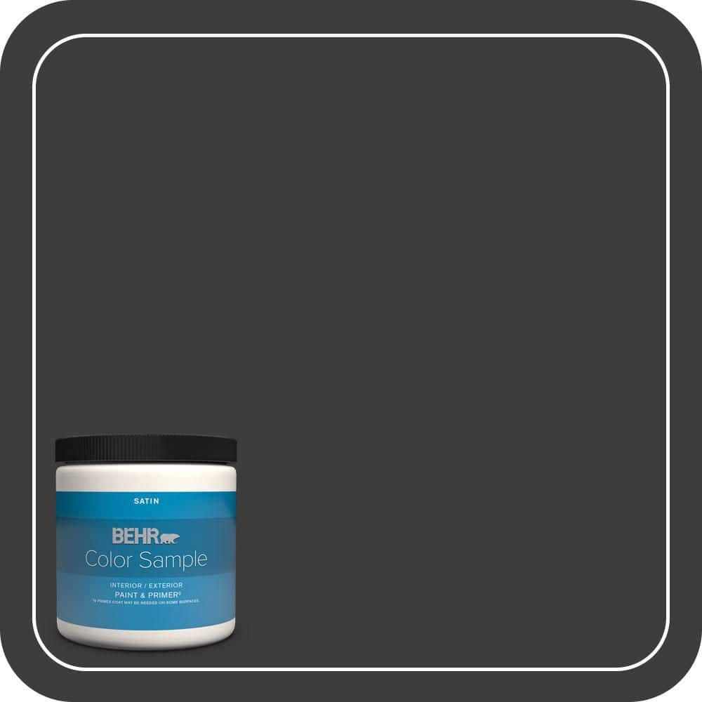 BEHR PREMIUM PLUS 8 oz. #PPF-59 Raven Black Satin Enamel Interior ...