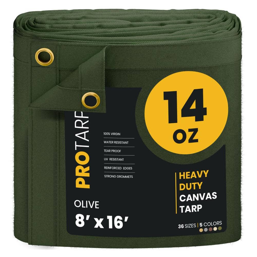 PROTARP Heavy Duty 14 Oz. Water Resistant Canvas Tarp, UV Resistant ...