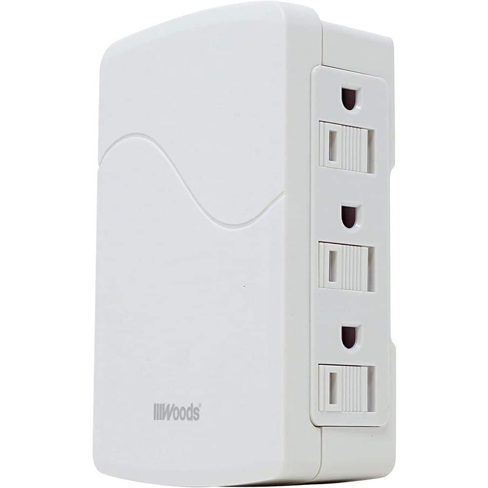Woods Side Entry Polarized 6-Outlet Wall Tap - White 41261 - The Home Depot