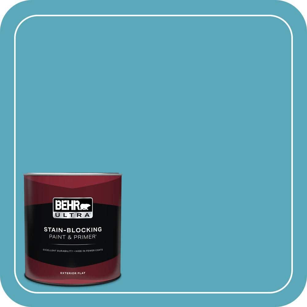 BEHR ULTRA 1 qt. #T15-11 Sonic Blue Flat Exterior Paint & Primer 485404 ...