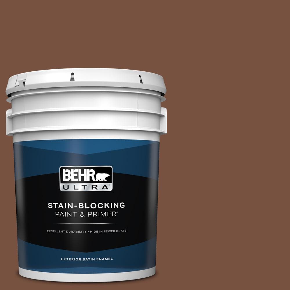 BEHR ULTRA 5 gal. #240F-7 Root Beer Satin Enamel Exterior Paint ...