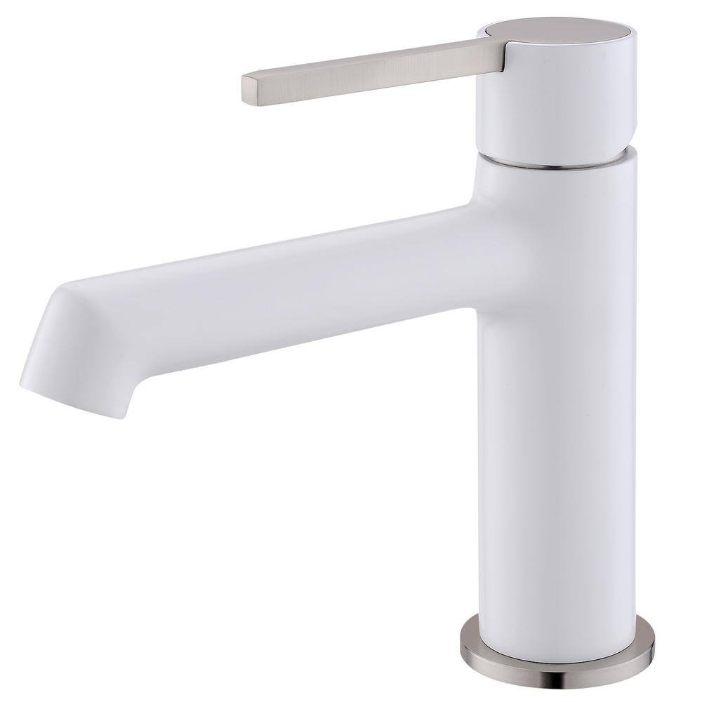 Fapully Single-Handle Single Hole Bathroom Faucet in White Color FA ...