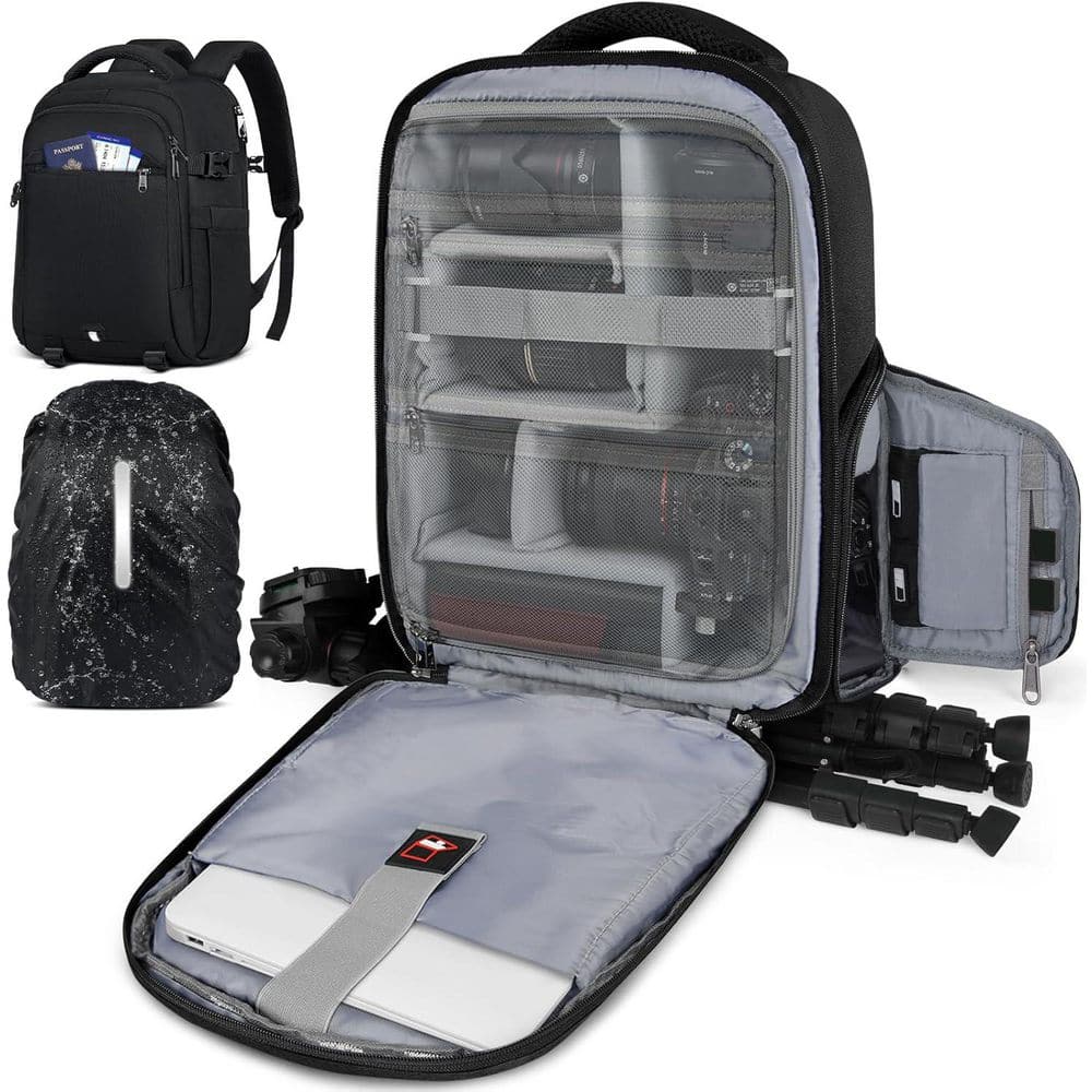 Lukyamzn Camera Backpack with Laptop Compartment Weatherproof Anti ...