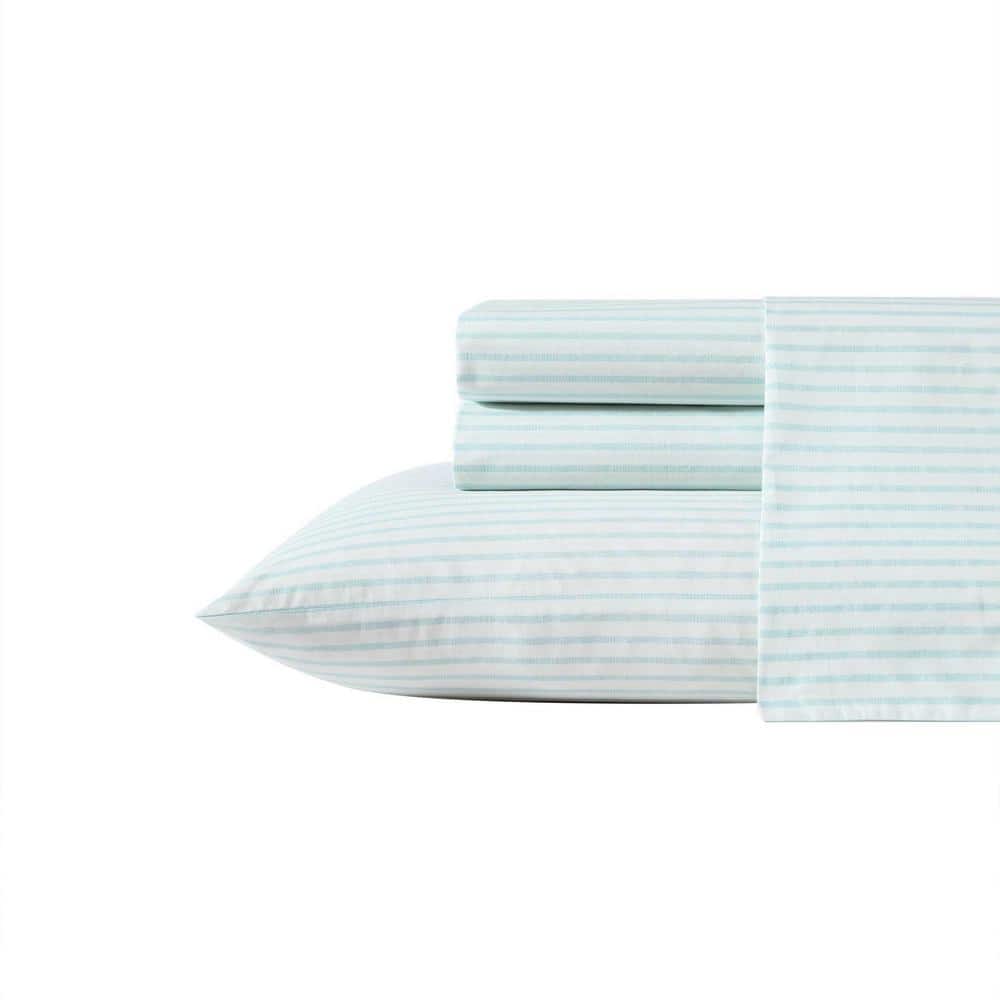 Tommy Bahama Cool Beach Stripe 4-Piece Blue 100% Cotton King Sheet Set ...
