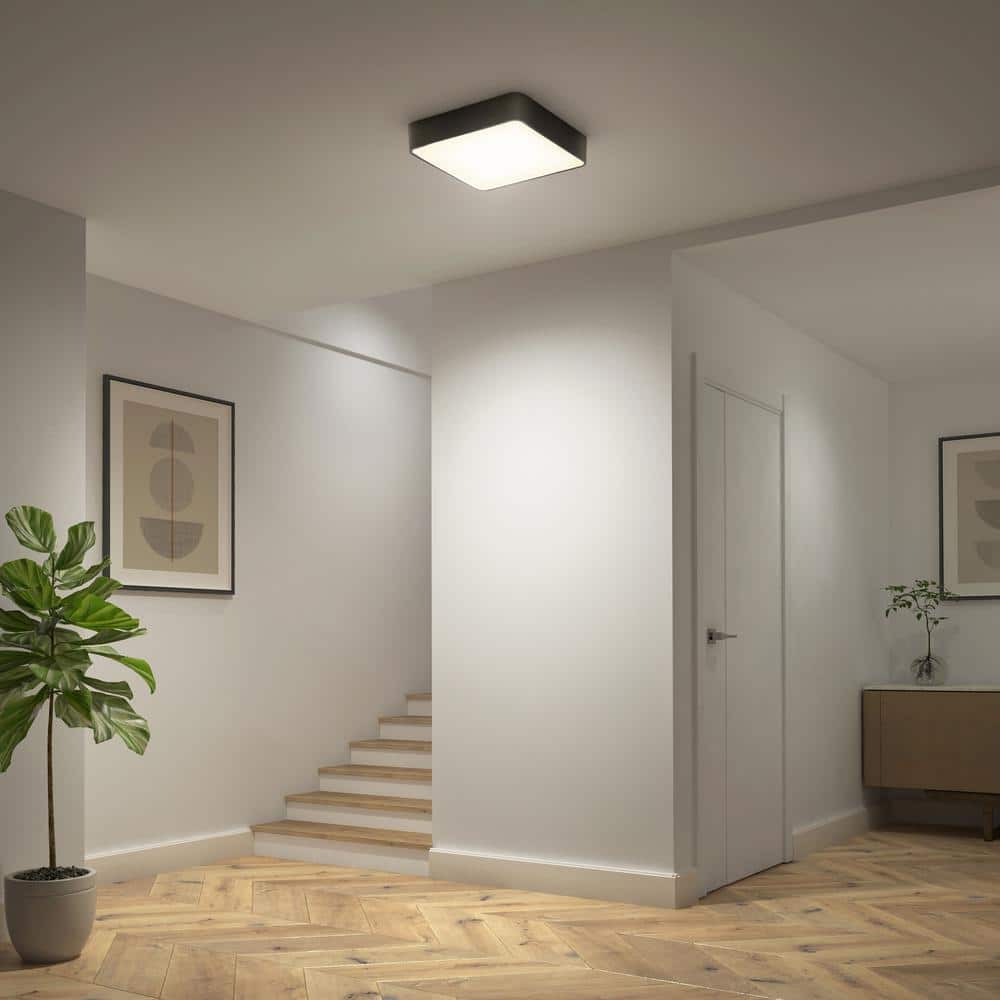 Artika Lydel 13 in. Black 3CCT Integrated LED Matte Black Flush Mount ...