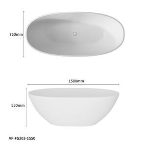VANITYFUS 55 in. x 30 in. Stone Resin Flatbottom Solid Surface Non-Slip ...