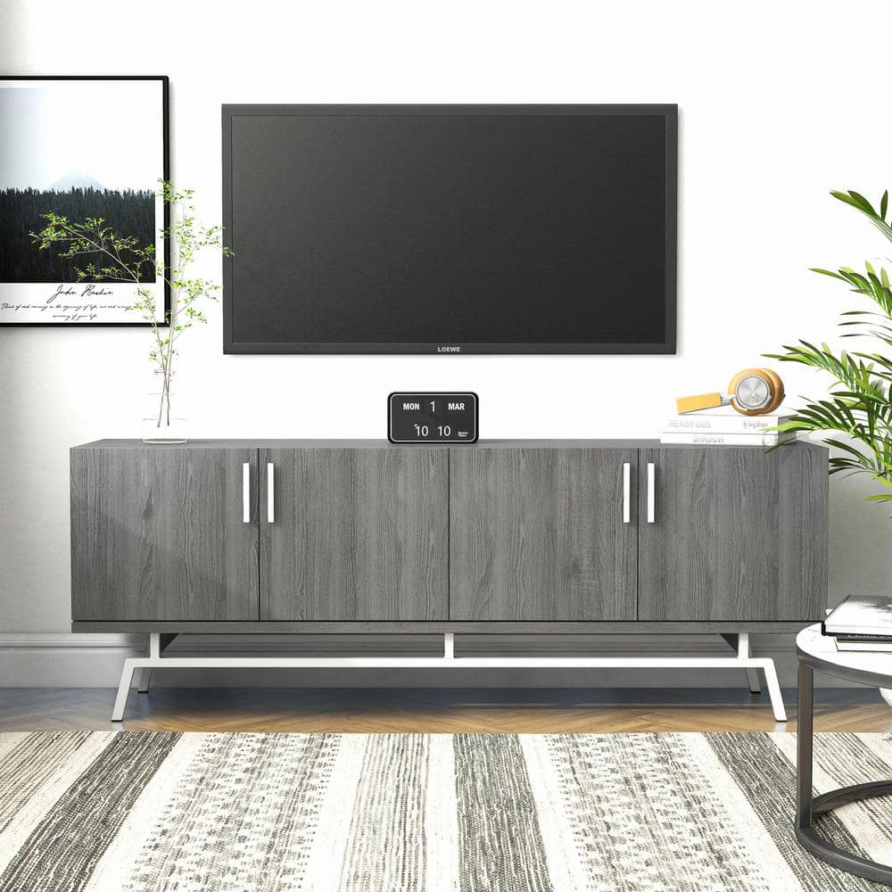 Furniture of America Tomfaul 60 in. Distressed Gray TV Stand Fits TV's ...
