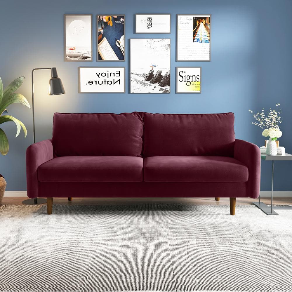 Dwell Home Inc Weston 70" Velvet Round Arm Apartment Rectangle Sofa ...