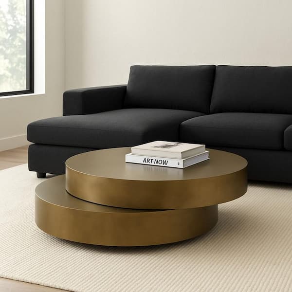 HOME IMPORTS EMPORIUM 47.3 in. Bronze Round Metal Top Coffee Table ...