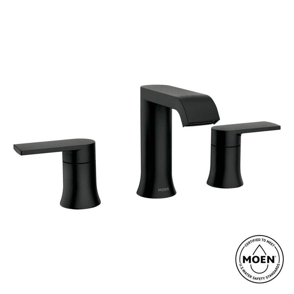 MOEN Genta 8 in. Widespread Double Handle Bathroom Faucet with Drain ...