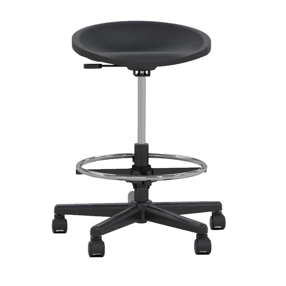 Safco Black Swivel Tech Stool with Chrome Footrest Ring 6005AGB - The ...