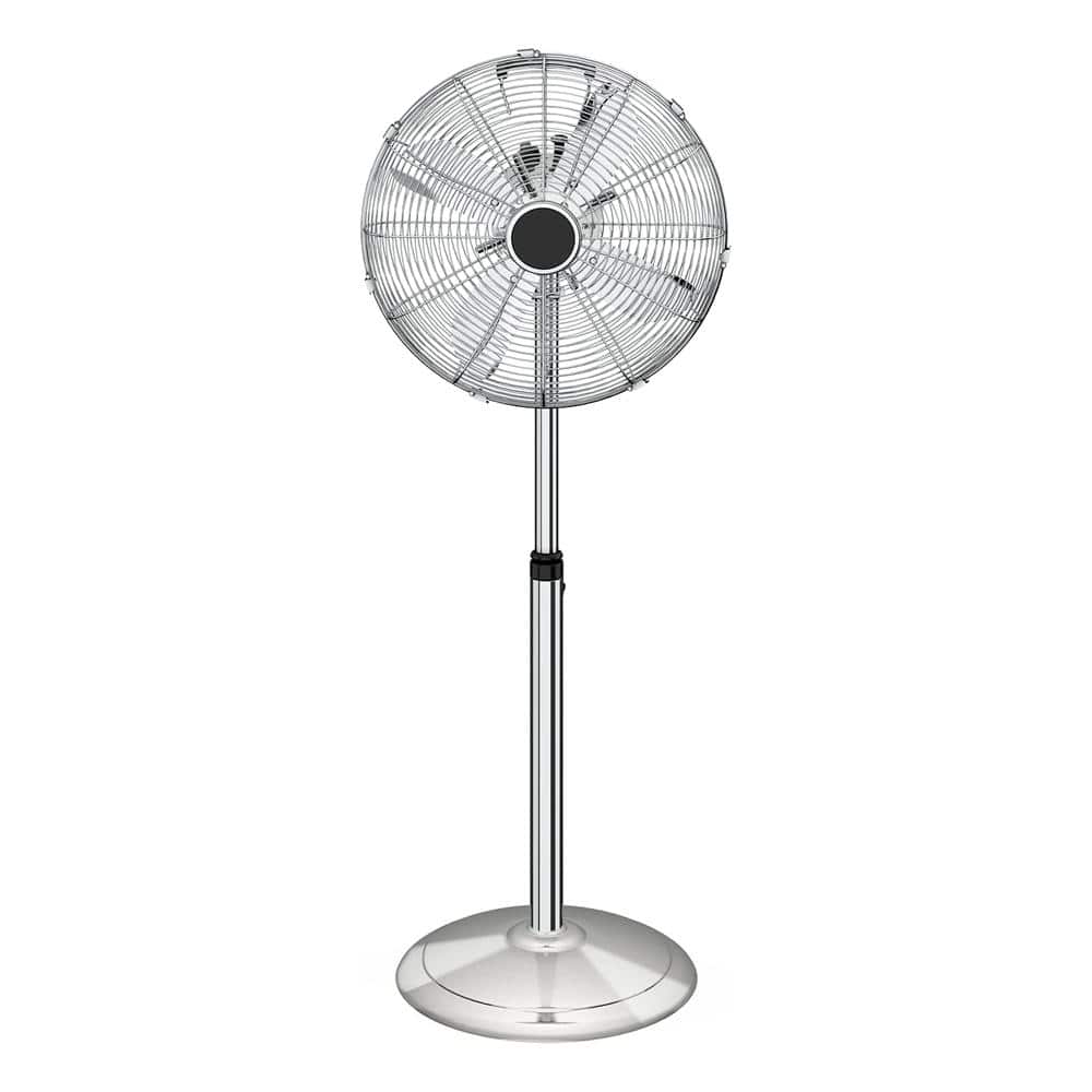 16 in. 3 Fan Speeds Pedistal Fan in Silver with Adjustable Heights ...