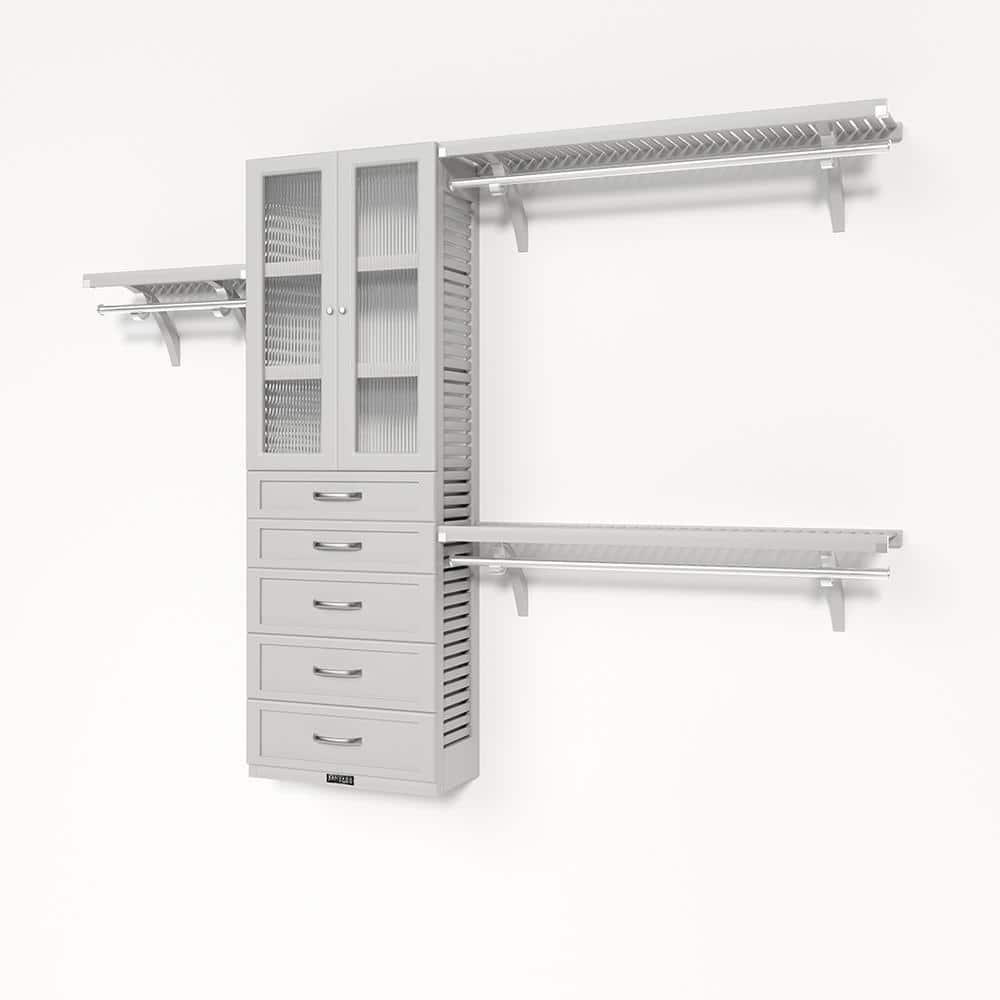 John Louis Home 72 in. W - 120 in. W White Reach in with 5 Shaker Style ...