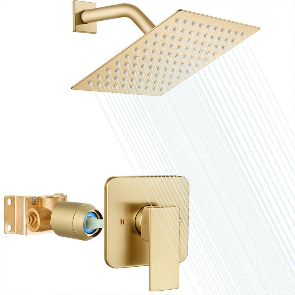 1-Handle Wall Mount Shower Trim Kit in Brushed Gold with Hand Shower-1. ...