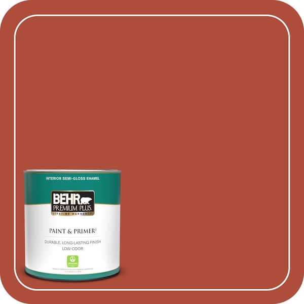 BEHR PREMIUM PLUS 1 qt. #MQ4-35 Torch Red Semi-Gloss Enamel Low Odor ...