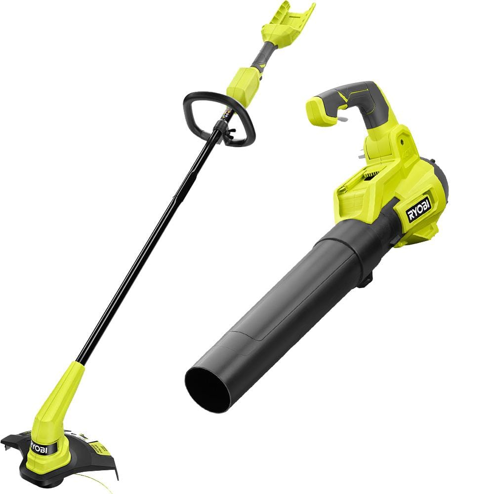 RYOBI 40V Cordless Battery String Trimmer and 120 MPH 450 MPH Jet Fan ...