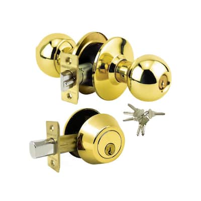 Premier Lock Brass Grade 3 Combo Lock Set with Entry Door Knob and ...