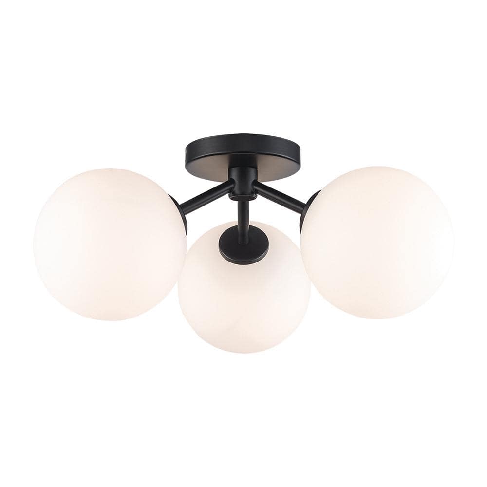 Hampton Bay 17.63 in. 3-Light Avaline Black Cluster Flush Mount with ...