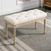 LUE BONA 32 in.x 16 in.x 18 in. Ivory Beige Wooden Vintage Upholstered ...