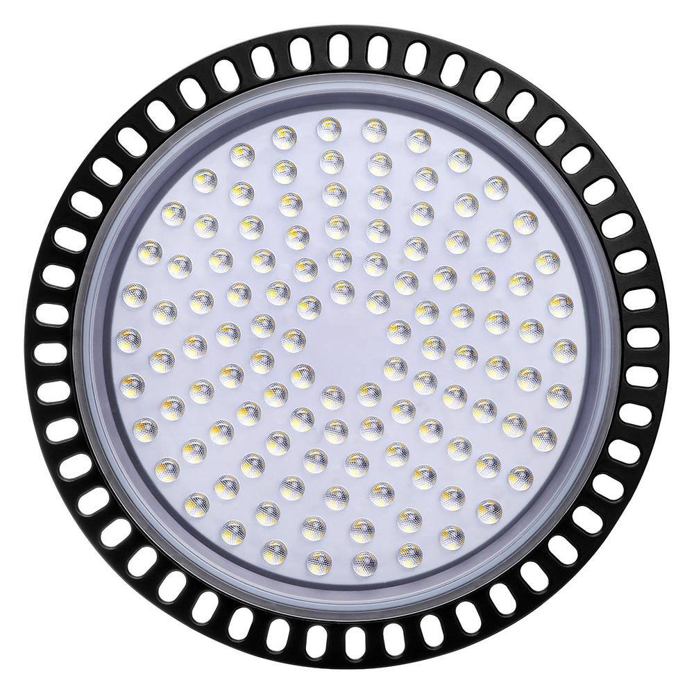 BOEKA ARCTURUS 17 in. 500-Watt Equivalent Integrated LED Black High Bay ...