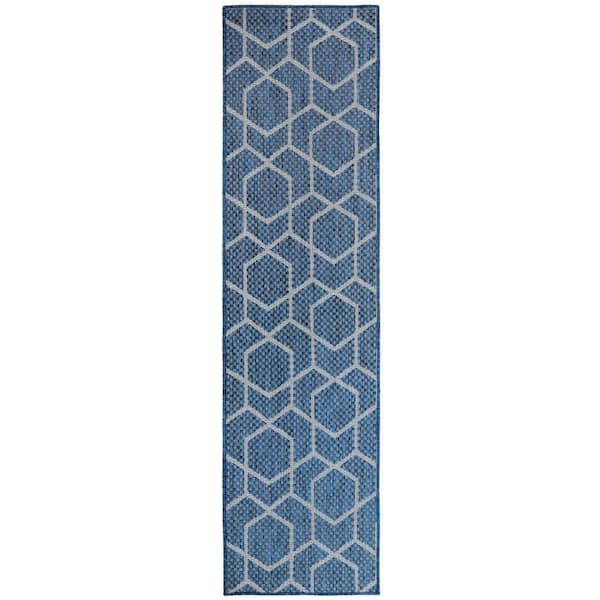 Nourison Horizon Denim 2 ft. x 8 ft. Indoor/Outdoor All-Over Design ...