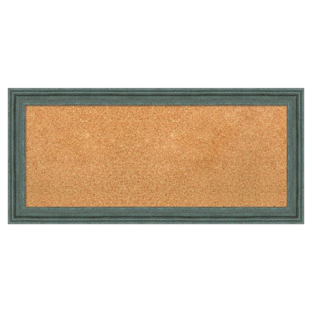 Amanti Art Upcycled Teal Grey Wood Framed Natural Corkboard 33 in. x 15 ...