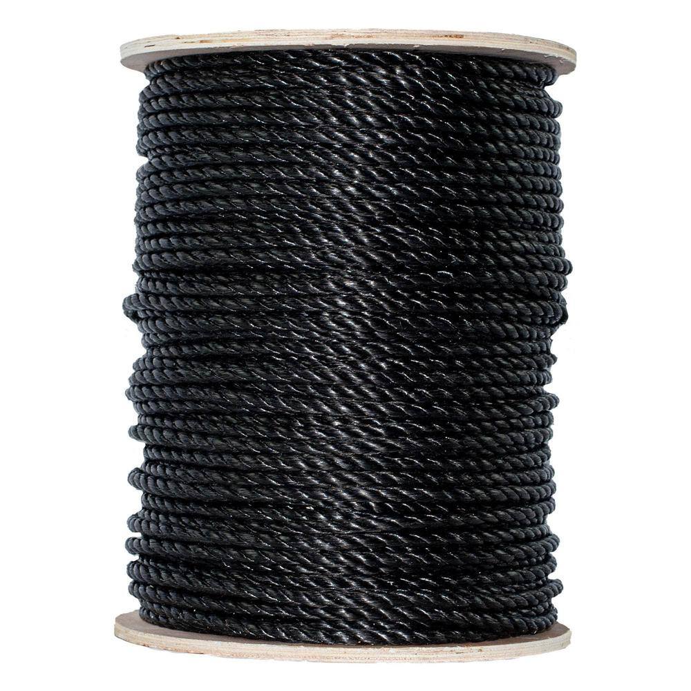 SGT KNOTS 3/4 in. x 600 ft. - Twisted Black Polypropylene All Purpose ...