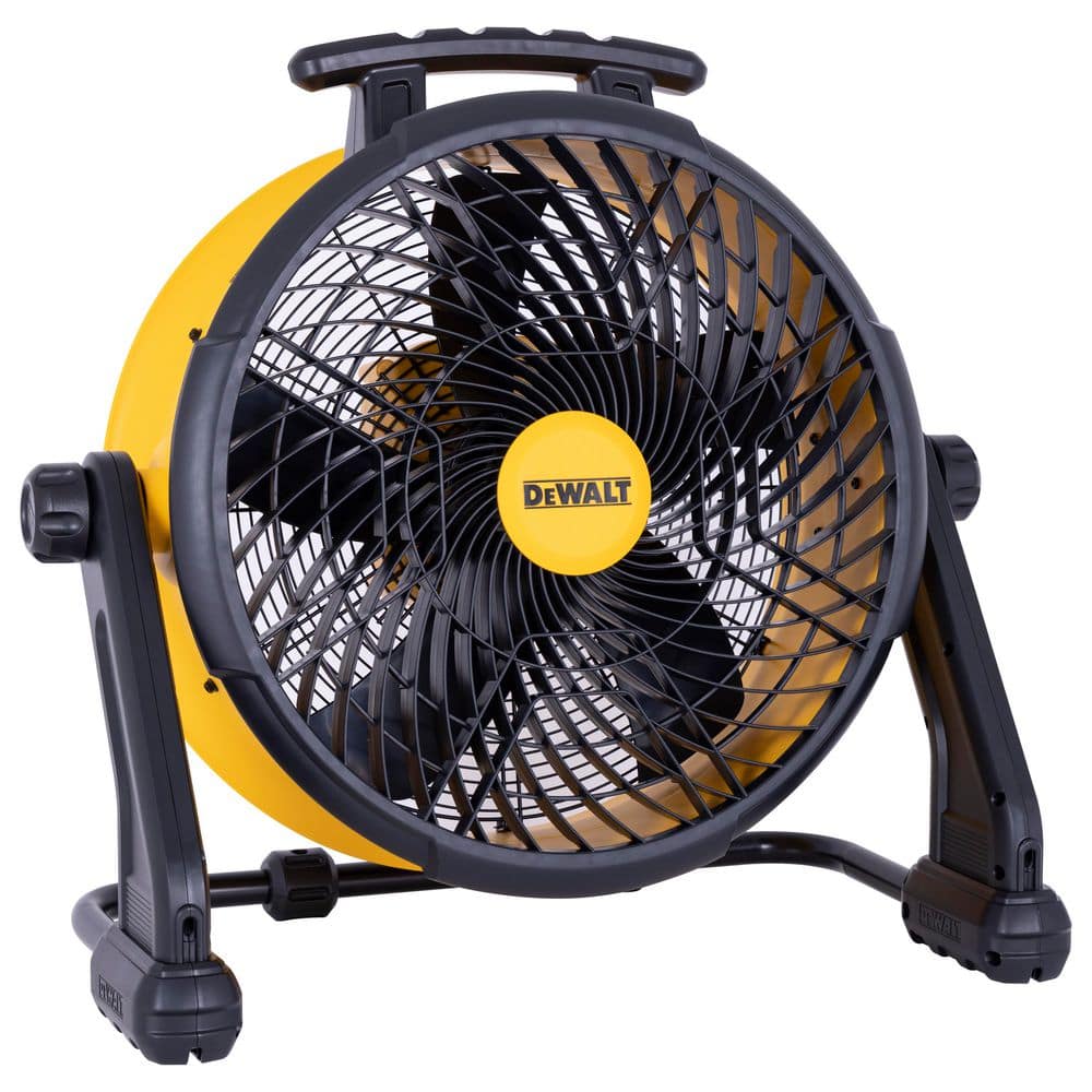 DEWALT 18 in. 20V Cordless AC/DC Hybrid 3-Speed Drum Yellow Fan with ...